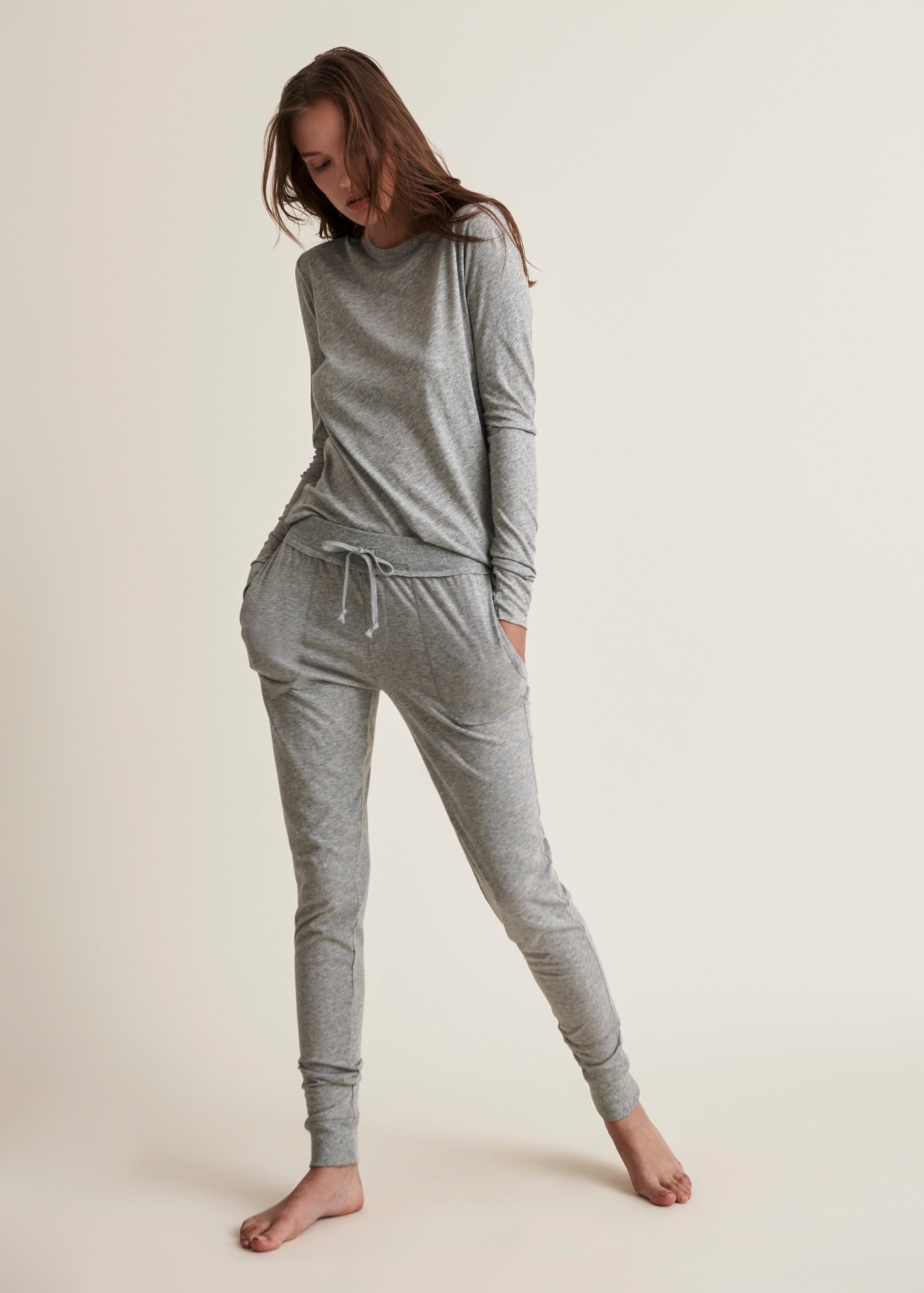 Long Sleeve Crewneck Tee | Organic Pima Cotton Slim-Fit Tee – Skin ...